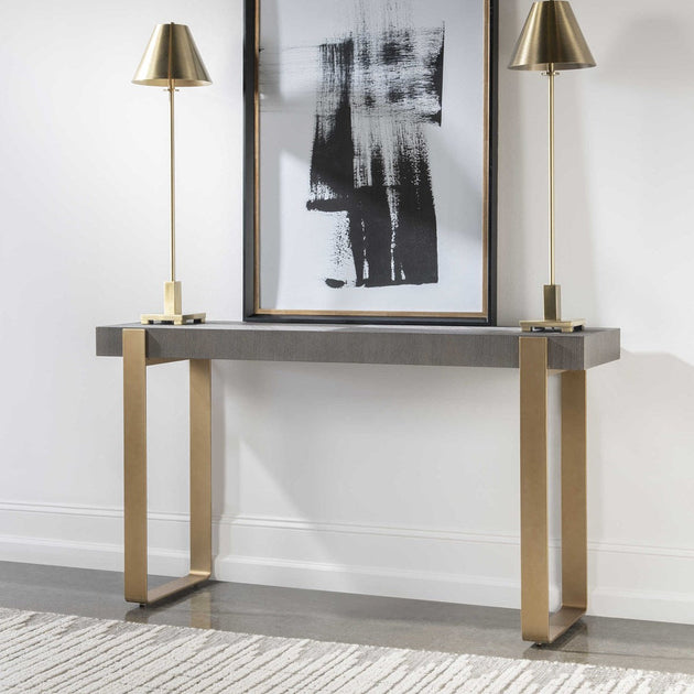 Uttermost Kea Walnut With Gray Glazing Top With Brushed Brass Iron Mod – casabelladecor.net