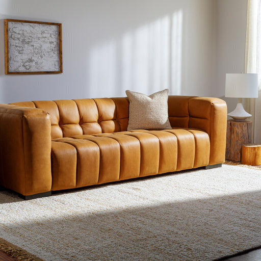 brown leather settee