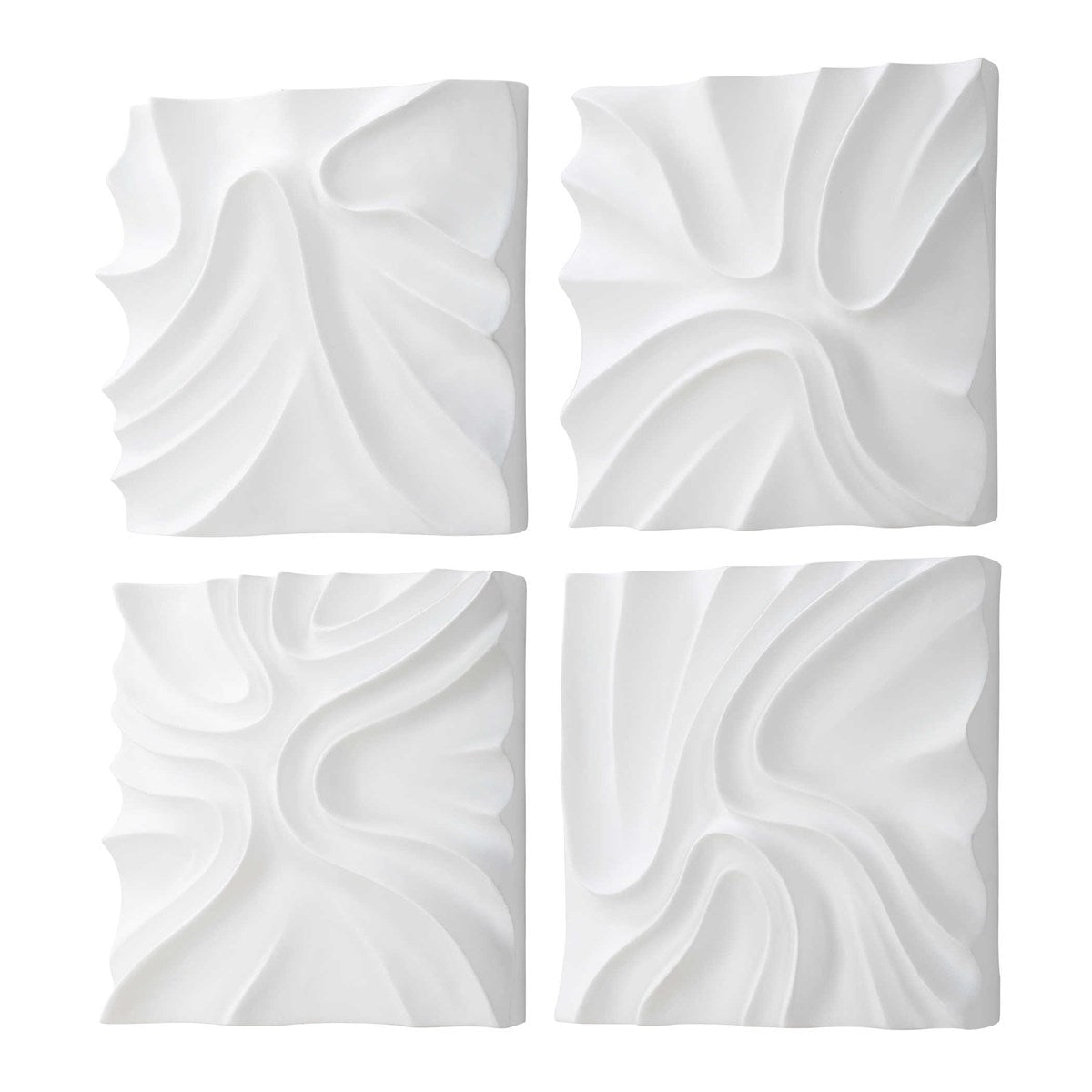 Uttermost Snowdrift Fresh White Set of 4 Wall Decor Panels ...