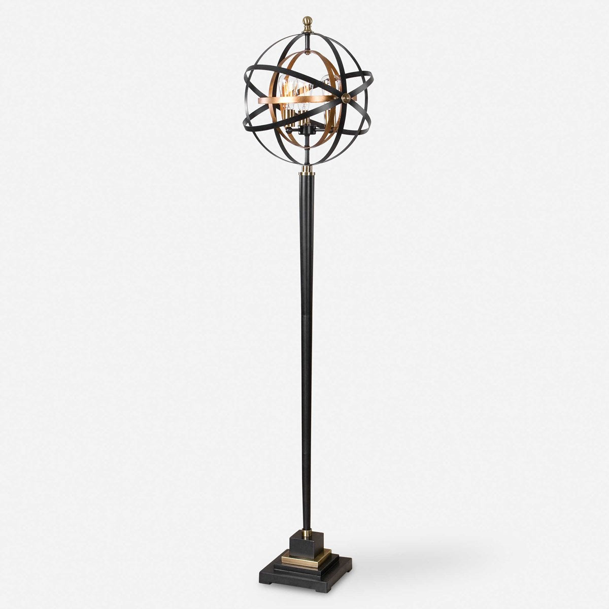 Uttermost Rondure Bronze and Gold Leaf Sphere Floor Lamp ...