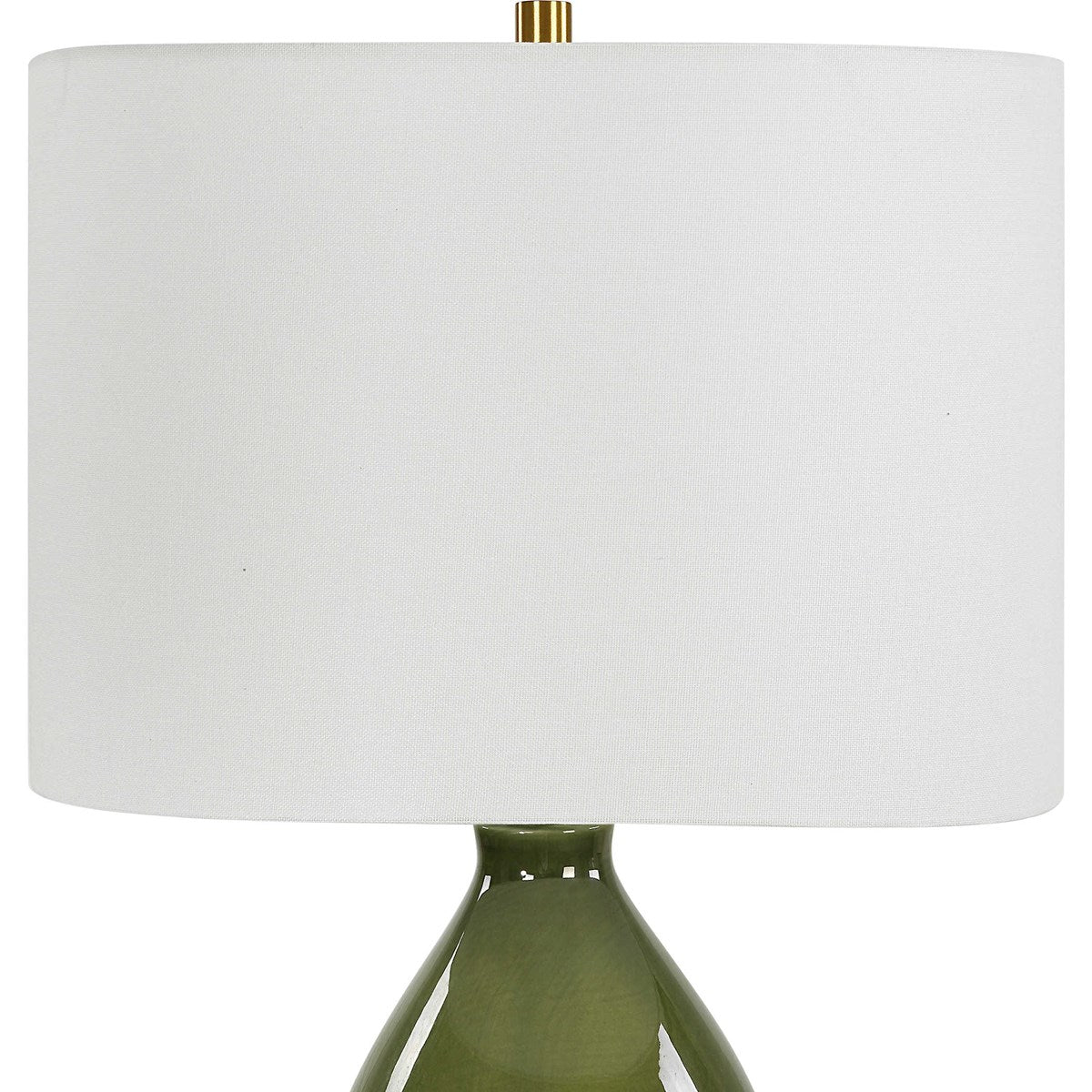 Uttermost Gourd Moss Green Ceramic Table Lamp With White Linen Shade ...