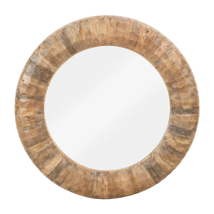Crestview Collection Gibson 2 Carved Natural Wood Round Mirror ...