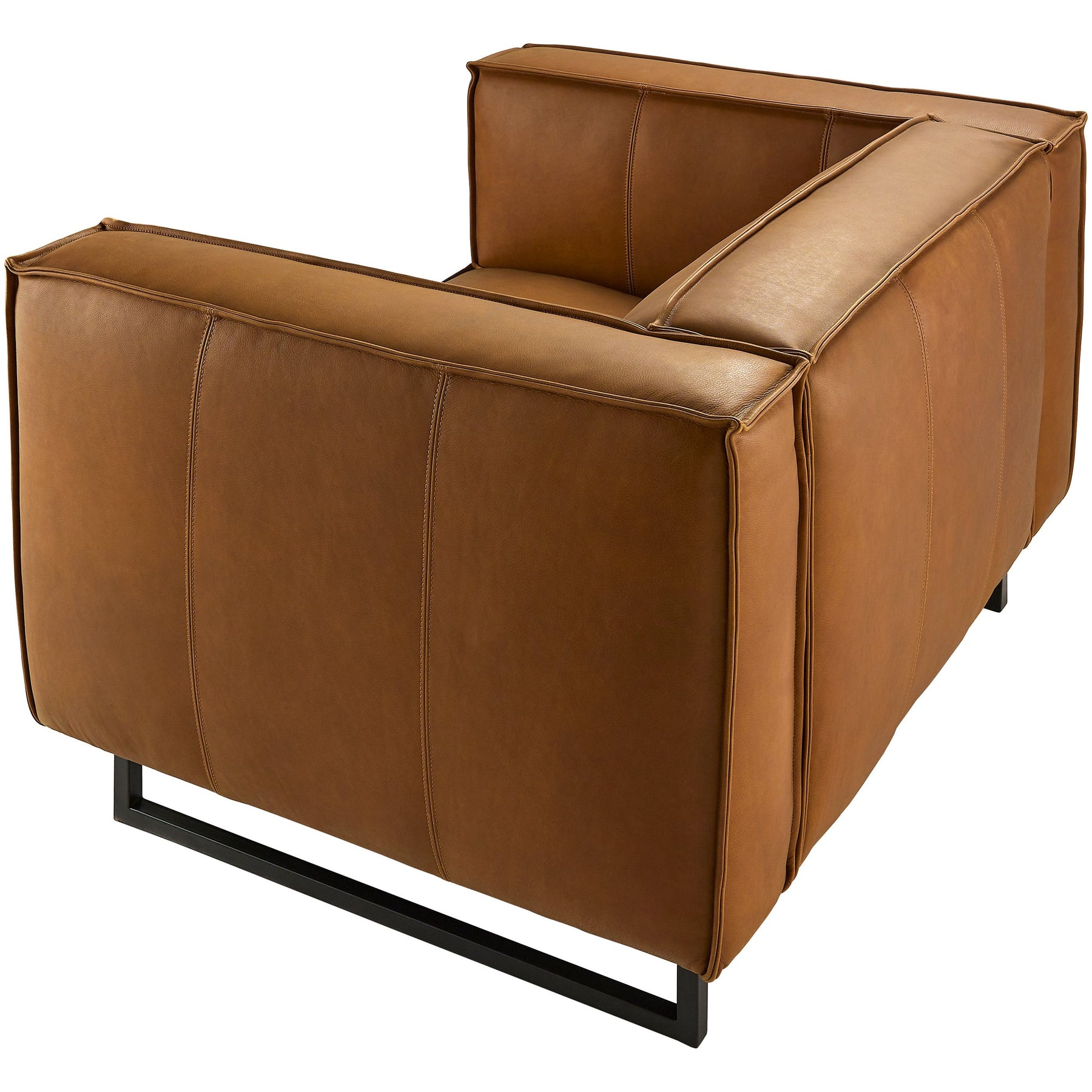 Surya Dylan Modern Cognac Brown Leather Square Arm Accent Chair ...