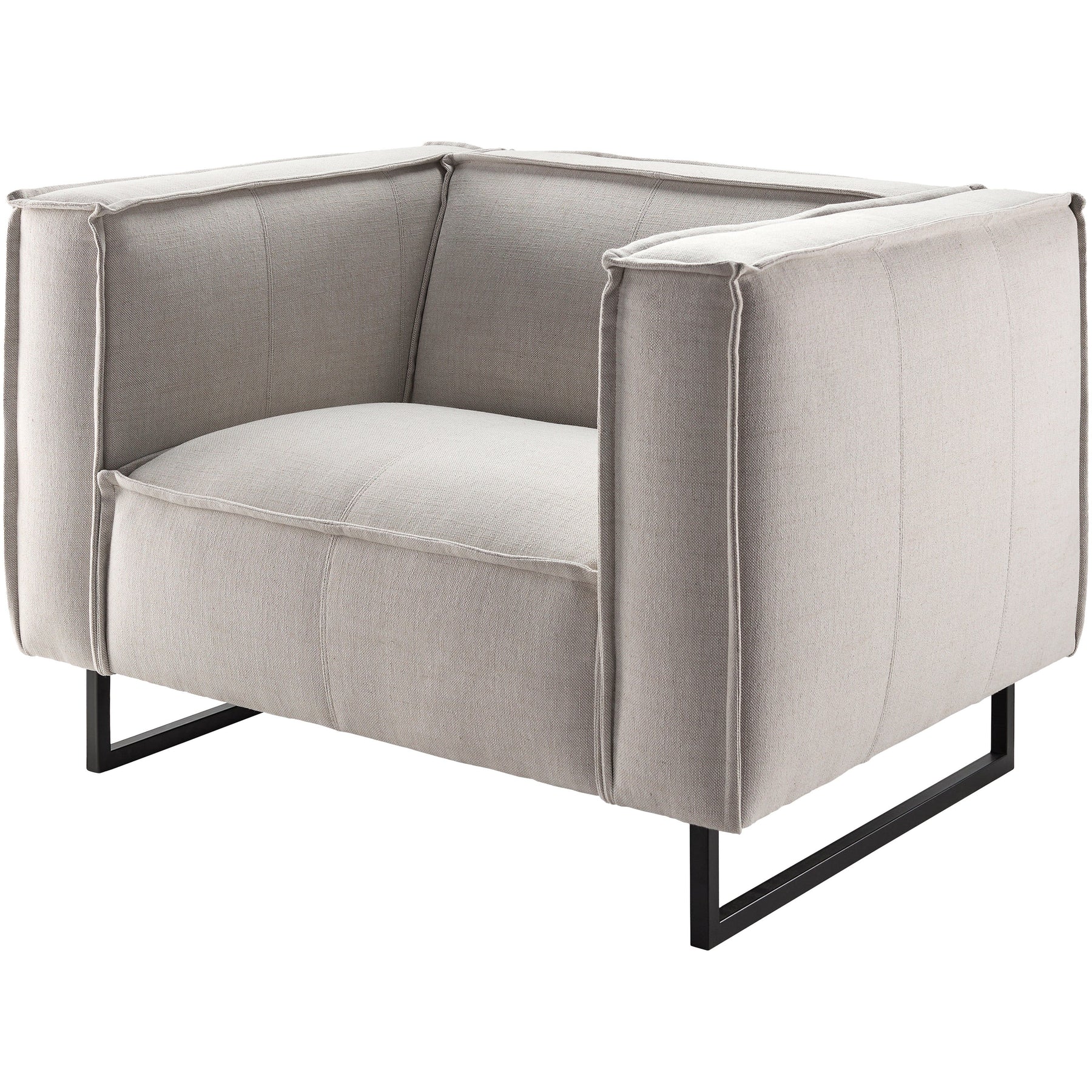 Surya Dylan Modern White Linen Square Arm Accent Chair – casabelladecor.net