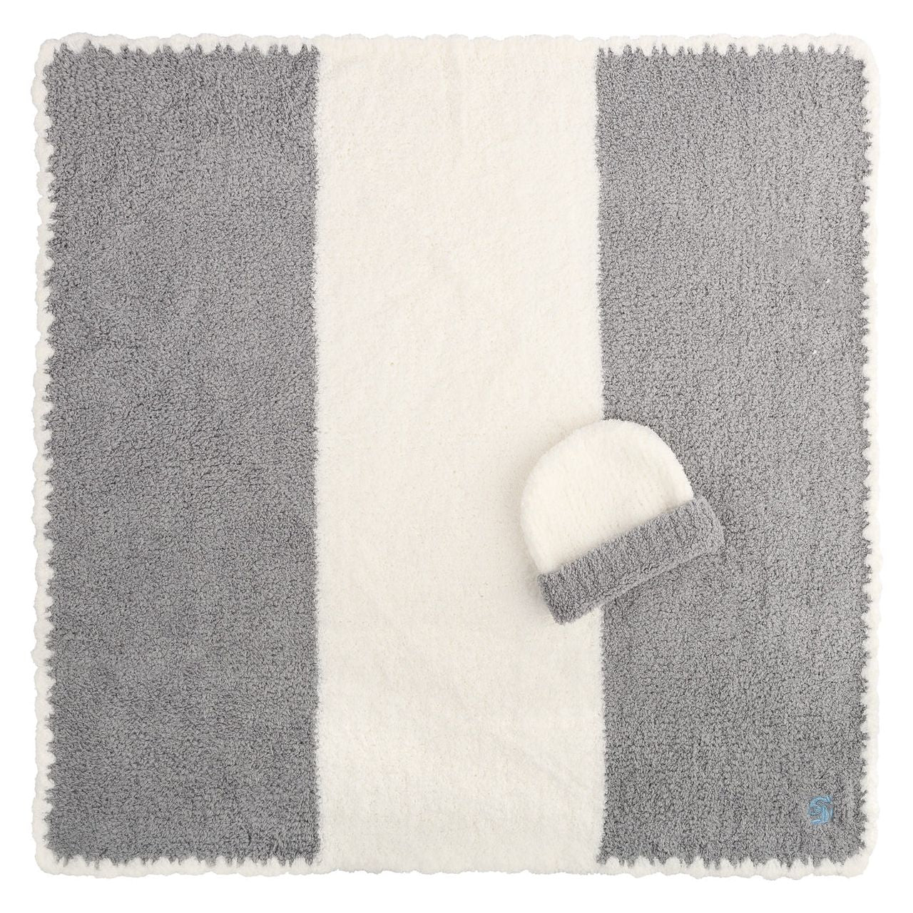 Kashwere Baby Ultra Plush Stone with Crème Center Stripe Baby Blanket ...