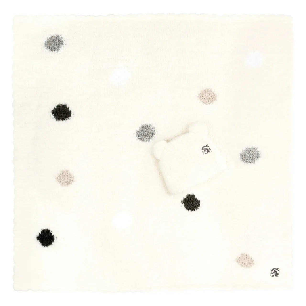 Kashwere Baby Ultra Plush Neutral Polka Dot Baby Blanket & Bear Cap ...