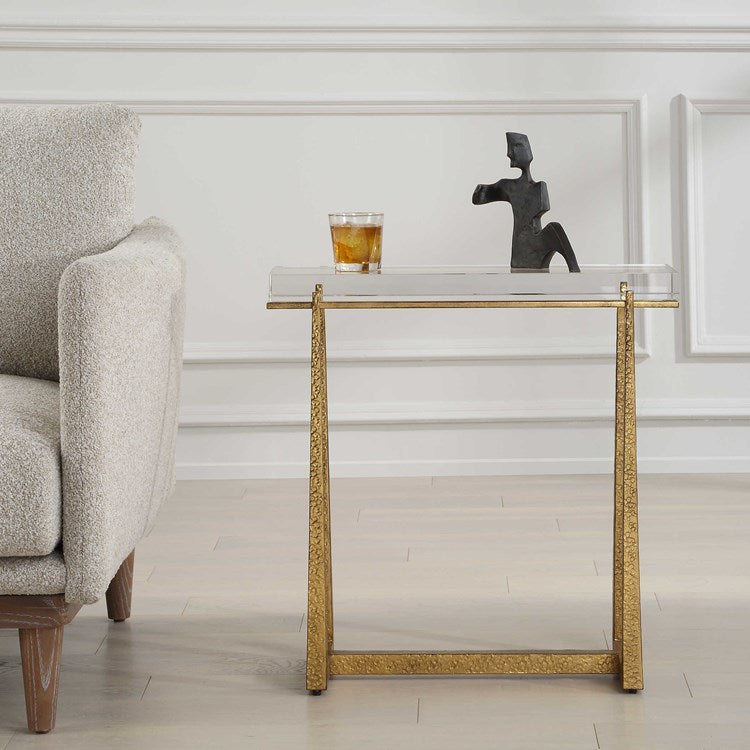 Uttermost Midas Crystal Top With Textured Antique Gold Finish Iron Acc ...