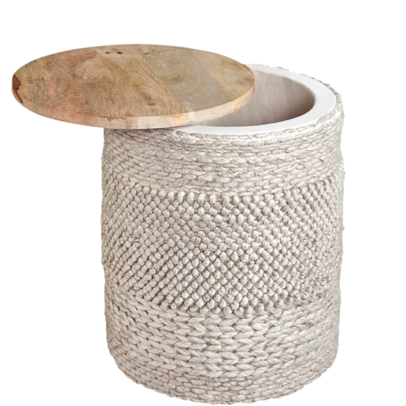 Anaya Home Textured Taupe Handwoven Storage Side Table – casabelladecor.net