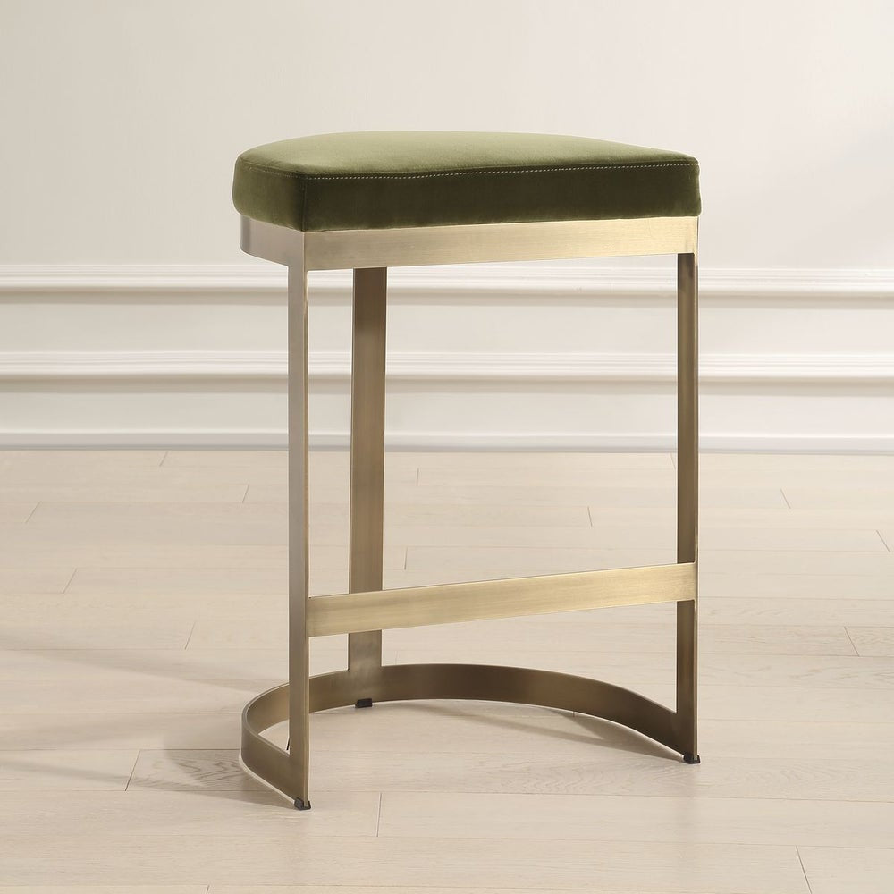 Uttermost Ivanna Moss Green With Brass Frame Counter Stools ...