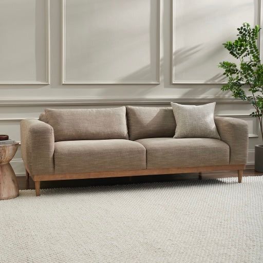 Surya Strattan Modern Gray Linen Square Arm Sofa – casabelladecor.net