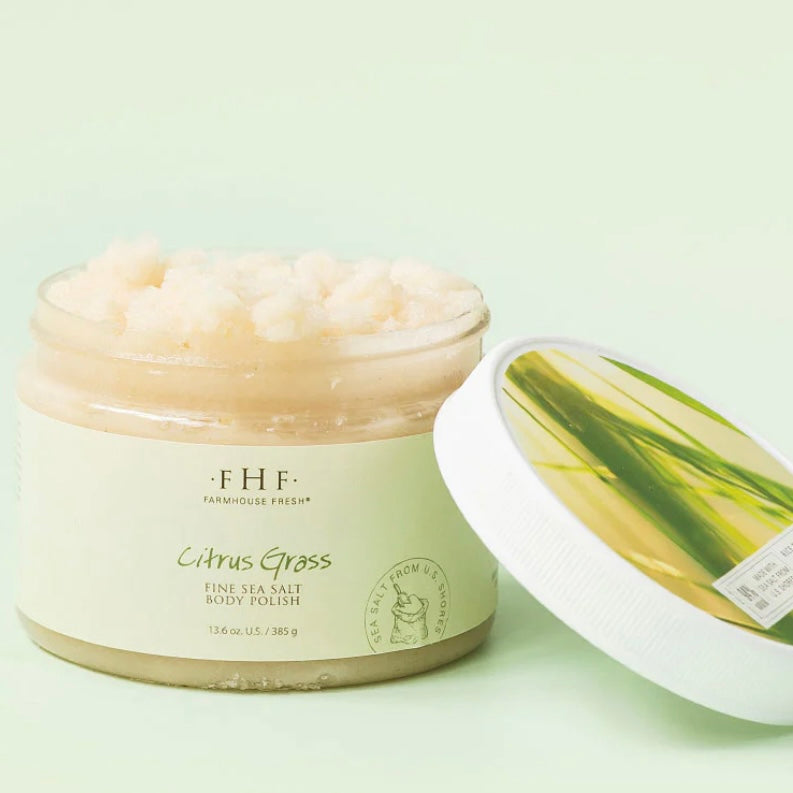 Farmhouse Fresh Citrus Grass Fine Sea Salt Body Scrub 12 oz. Jar ...
