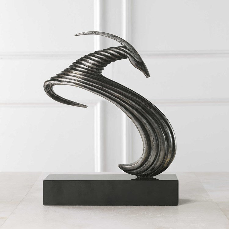 Aged Silver Iron Ram Sculpture – Elegant Contemporary Decor by ...