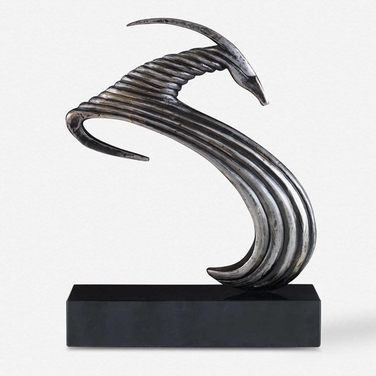 Aged Silver Iron Ram Sculpture – Elegant Contemporary Decor by ...