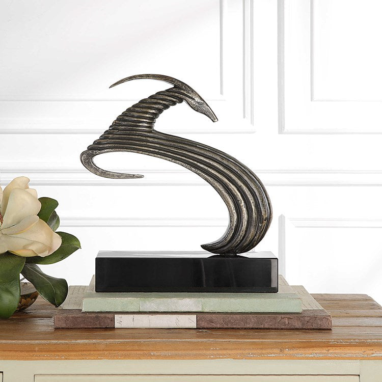 Aged Silver Iron Ram Sculpture – Elegant Contemporary Decor by ...