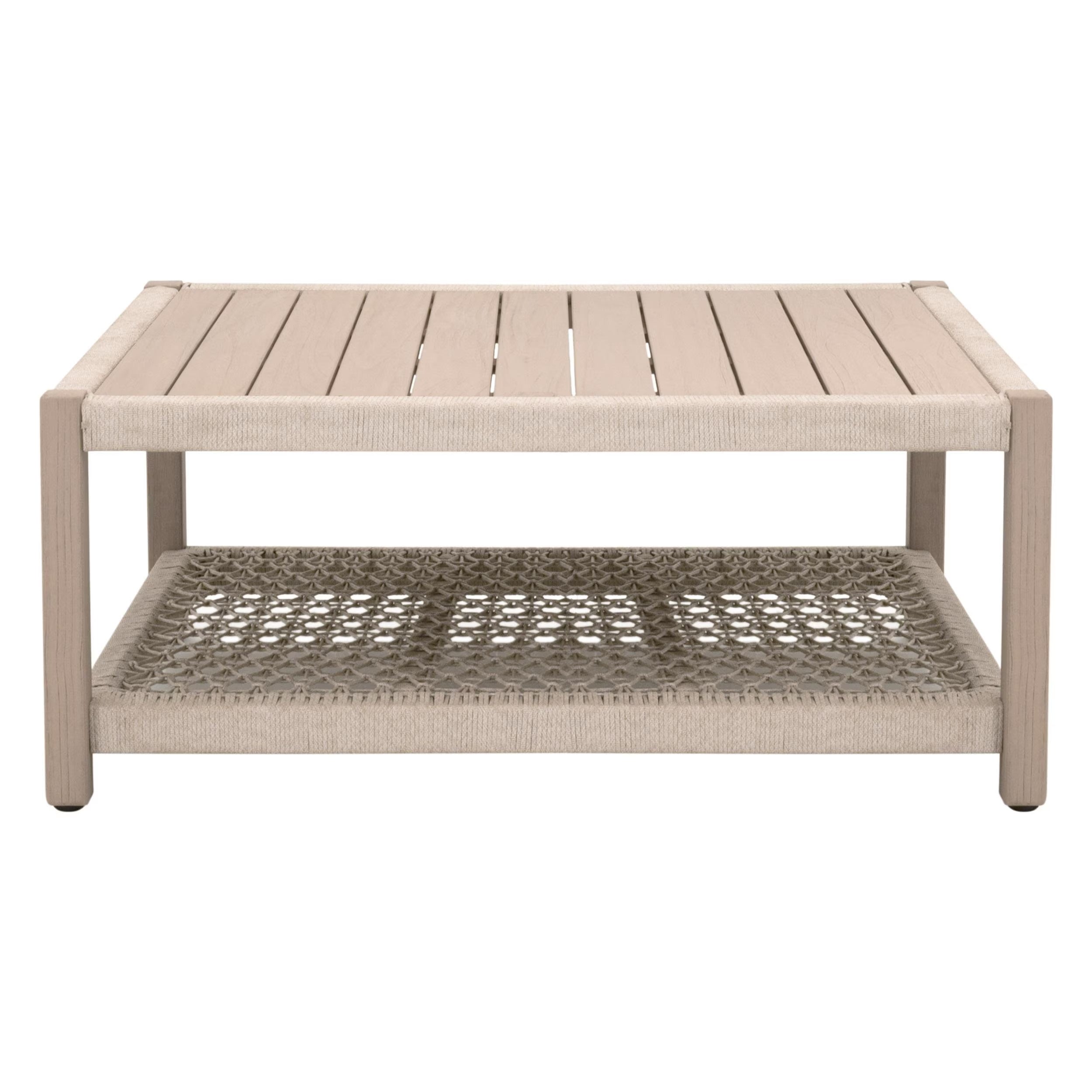 Essentials For Living Wrap Outdoor Square Coffee Table ~ Oat Flat Rope ...