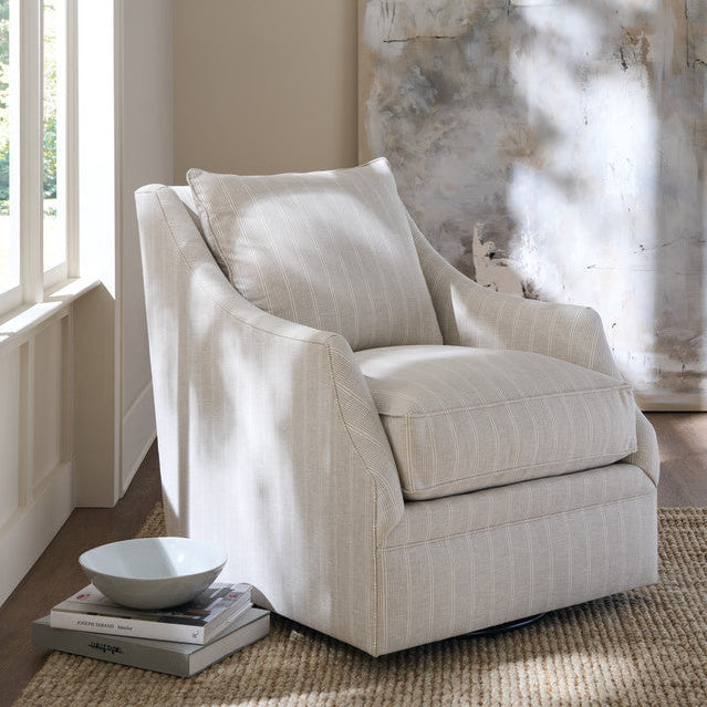 Rowe Kara Stripe Swivel Chair Grey Ivory Express | Kid Proof ...
