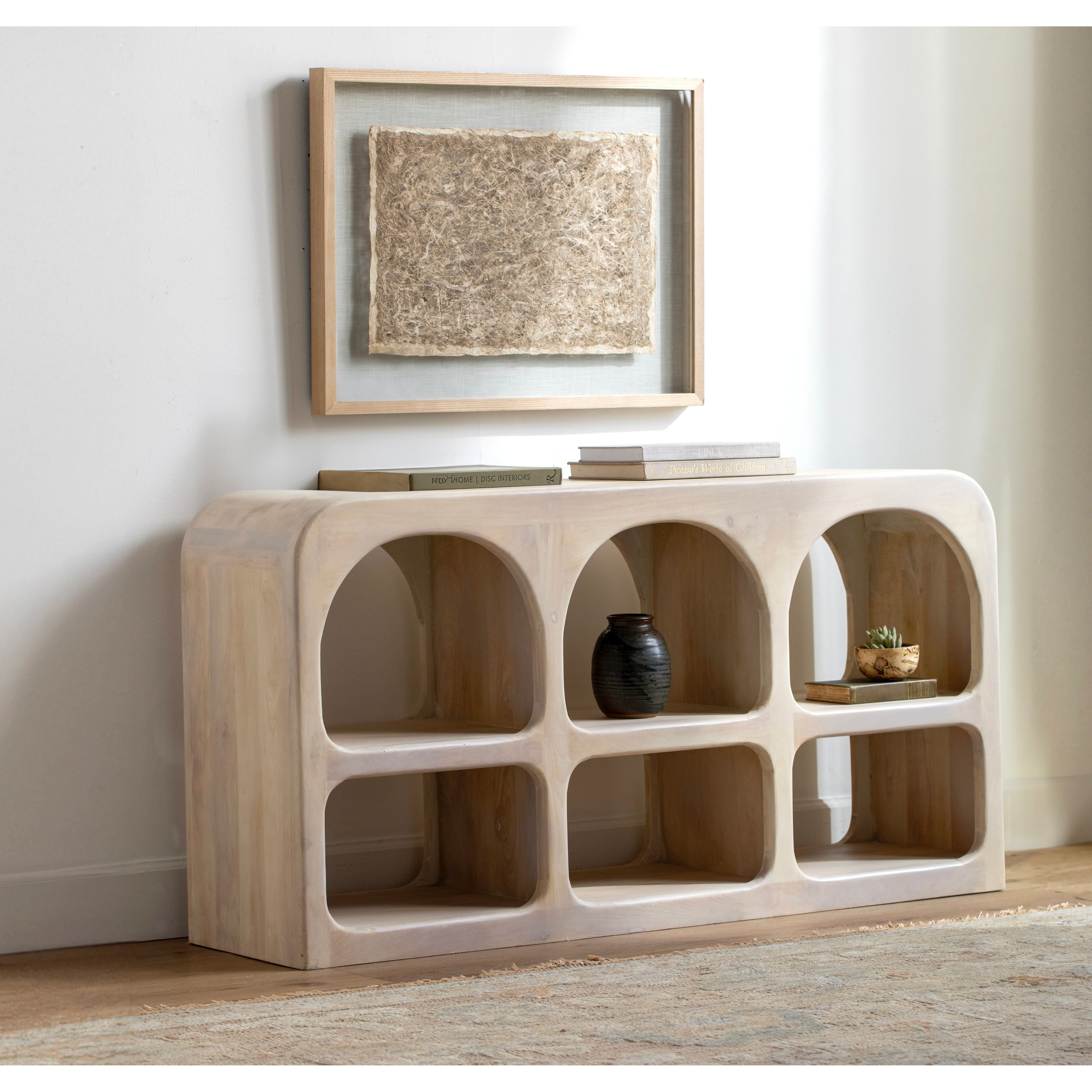 Surya Tana Modern Mango Wood with Shelves Console Table ...