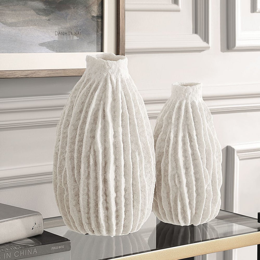Uttermost Ivory Ridge Textured Vases Set Of Two – casabelladecor.net