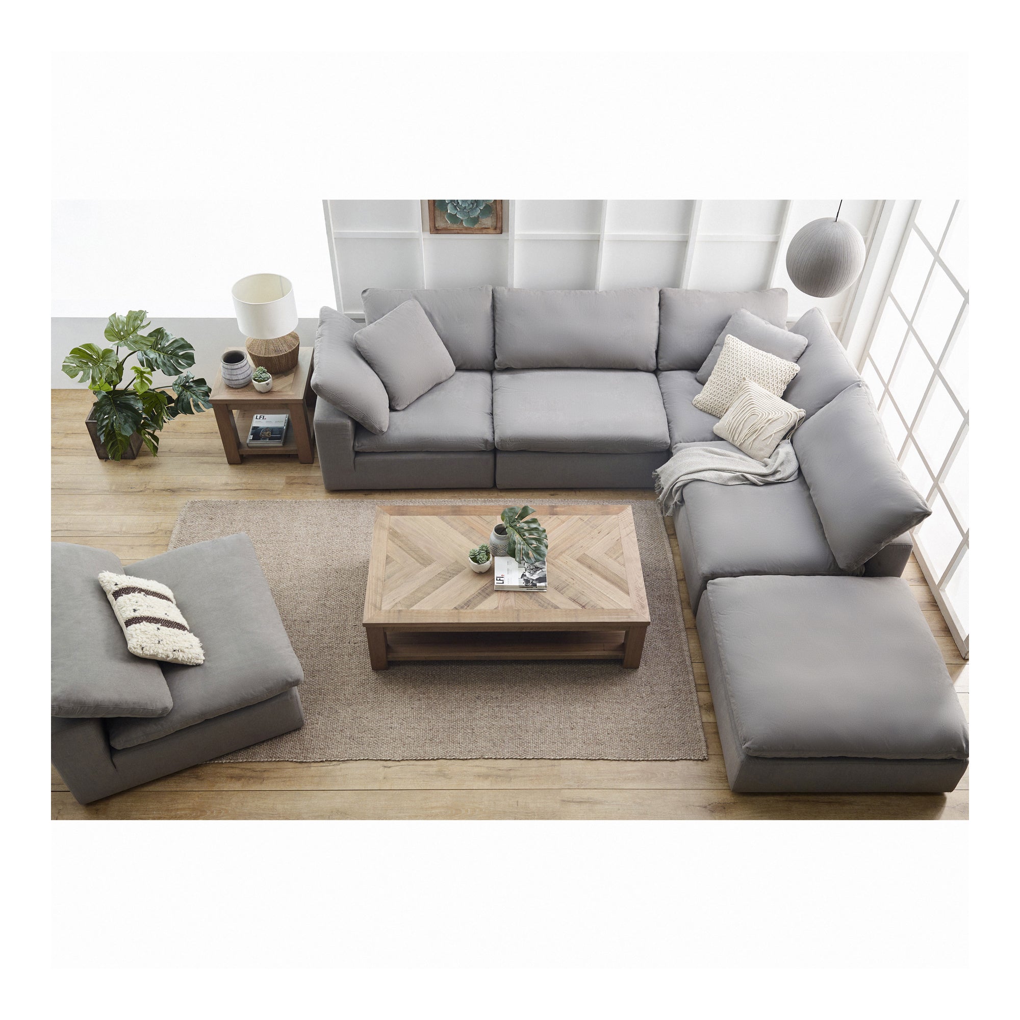 Moe's Home Collection Clay Modular Sectional ~ Light Grey LiveSmart Pe ...