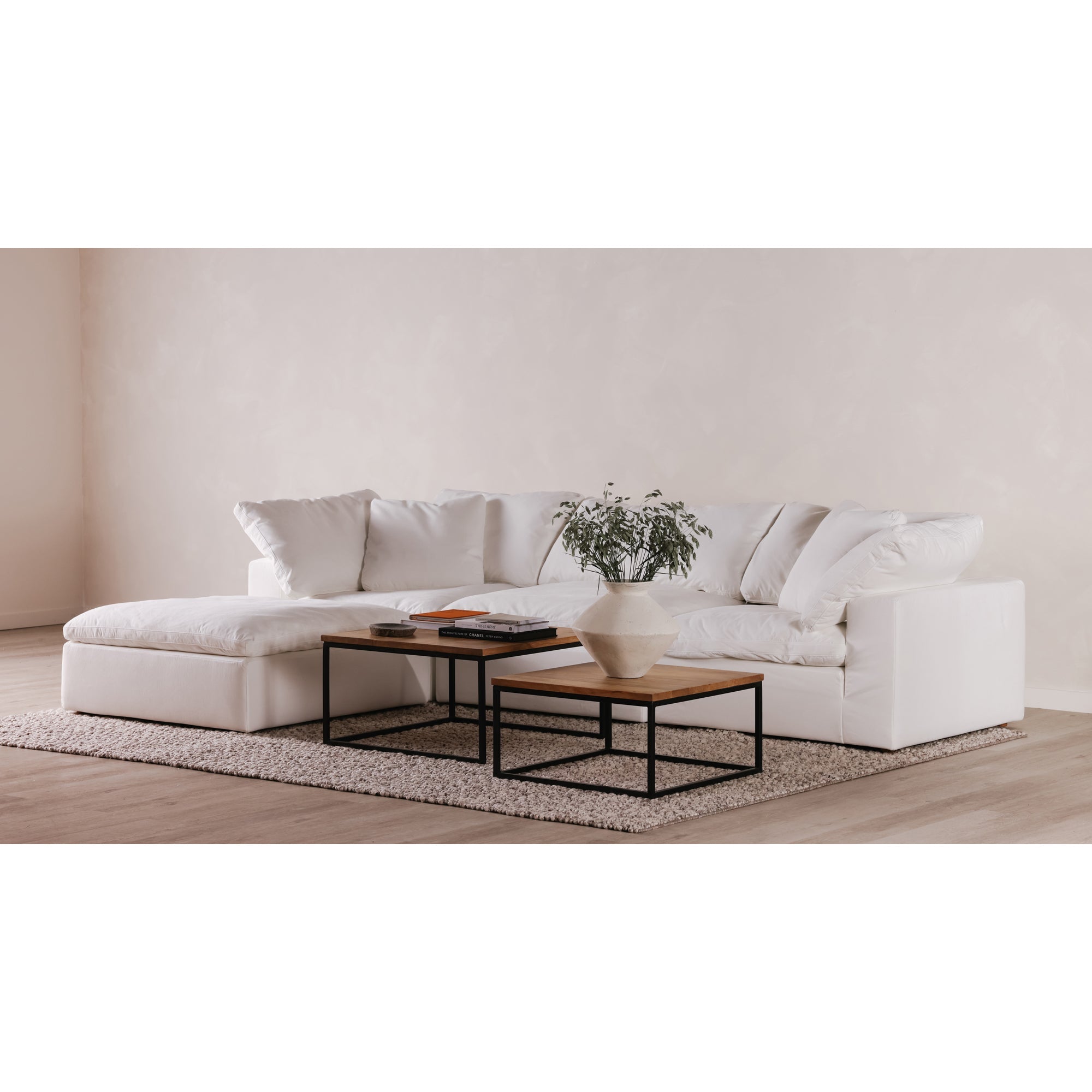 Moe's Home Collection Clay Lounge Modular Sectional ~ Cream White Live ...