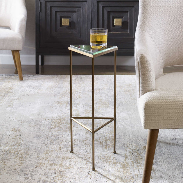 Uttermost Giza Glass Top With Brushed Gold Iron Drink Table ...