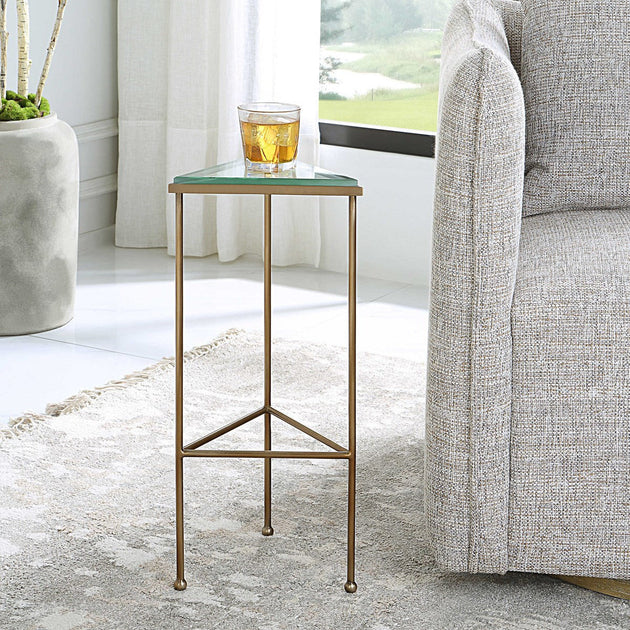 Uttermost Giza Glass Top With Brushed Gold Iron Drink Table ...