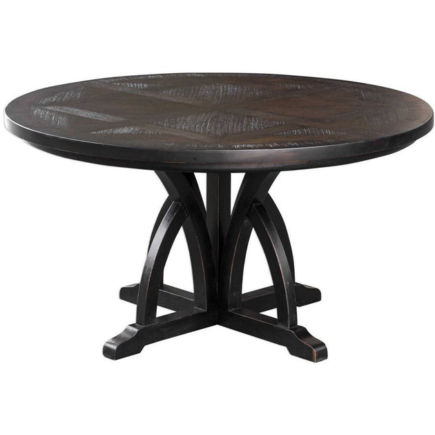 Uttermost Maiva Weathered Black Mango Wood Round Dining Table ...