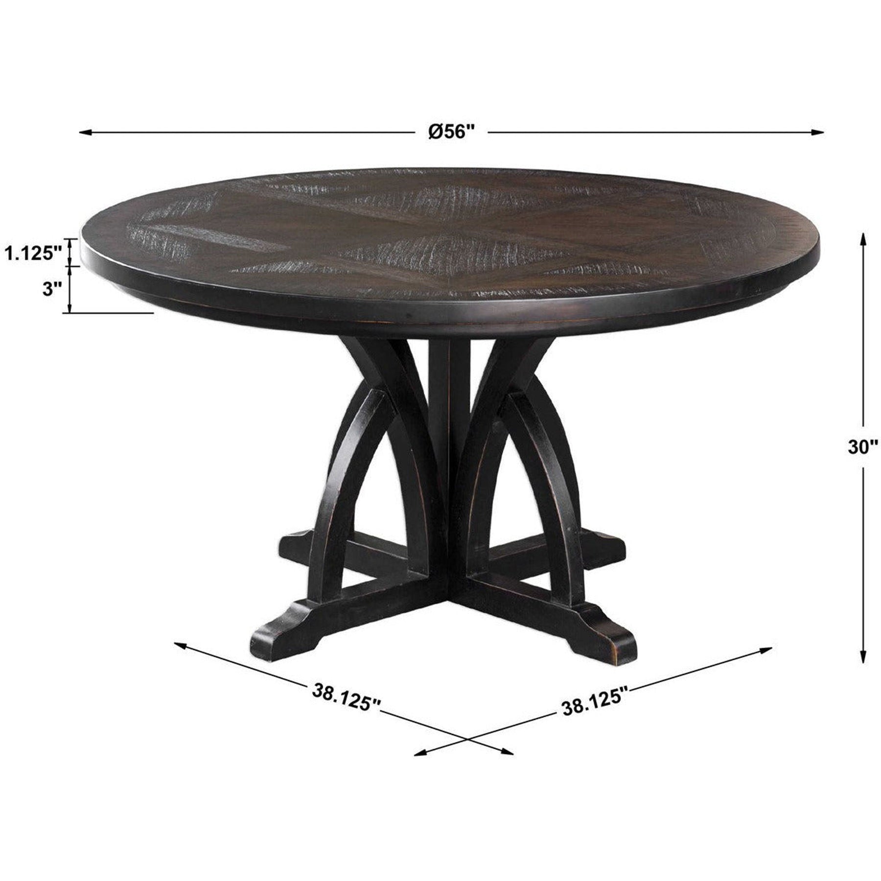 Uttermost Maiva Weathered Black Mango Wood Round Dining Table ...