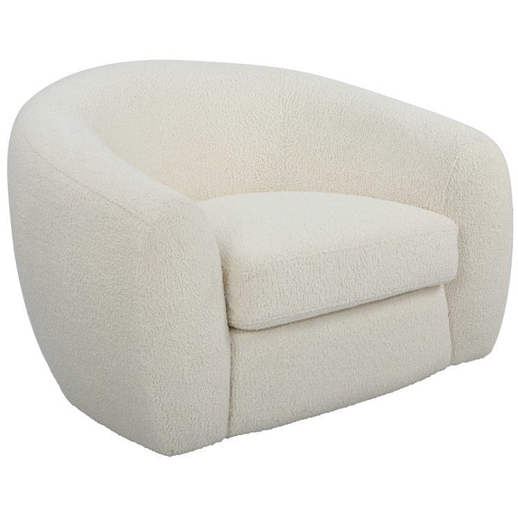 Uttermost Capra Luxe Off-White Faux Shearling Curved Swivel Chair ...