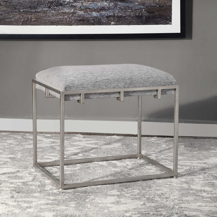 Uttermost Edie Woven Gray Fabric Seat Cushion Metallic Silver Iron Sma ...