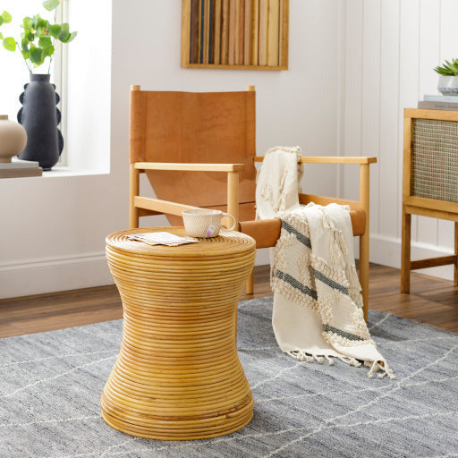 Surya Balinese Modern Brown Rattan Round Accent Side Table BAS-003 ...