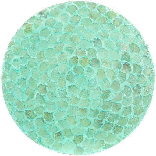 Surya Blue Ocean Modern Shell and Wood Round Accent Side Table BUO-002 ...