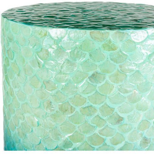 Surya Blue Ocean Modern Shell and Wood Round Accent Side Table BUO-002 ...