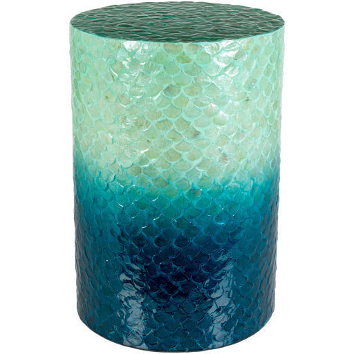 Surya Blue Ocean Modern Shell and Wood Round Accent Side Table BUO-002 ...