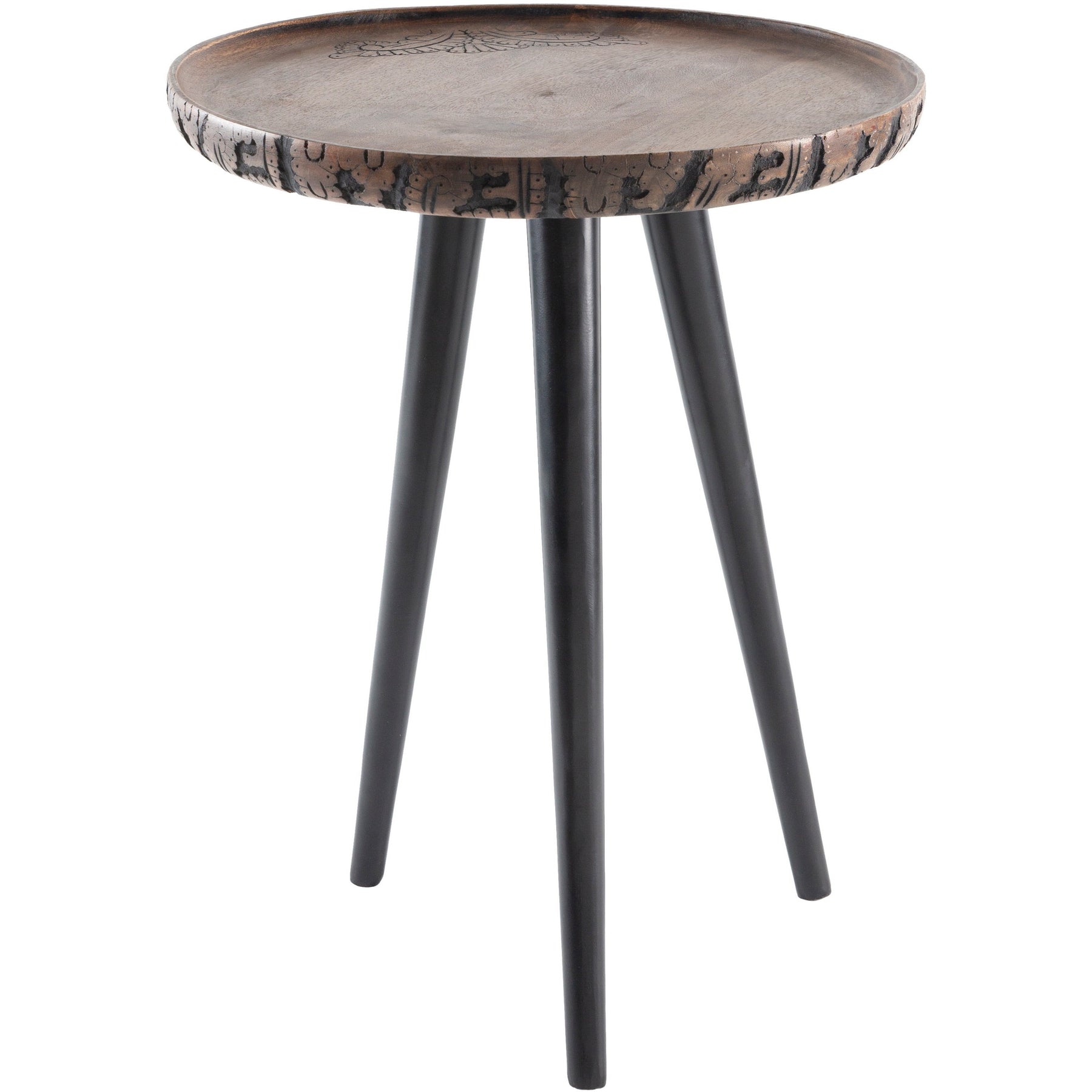 Surya Kavya Rustic Modern Wood Top With Black Metal Base Round Accent ...